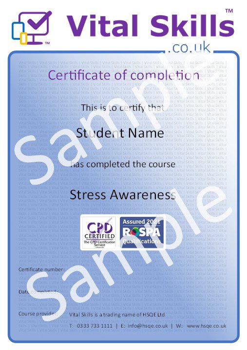 Stress Awareness Online Course & Certificate - From £6.50+VAT