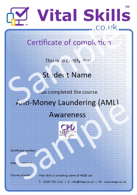 Anti Money Laundering Awareness Online Course - From £6.50+VAT